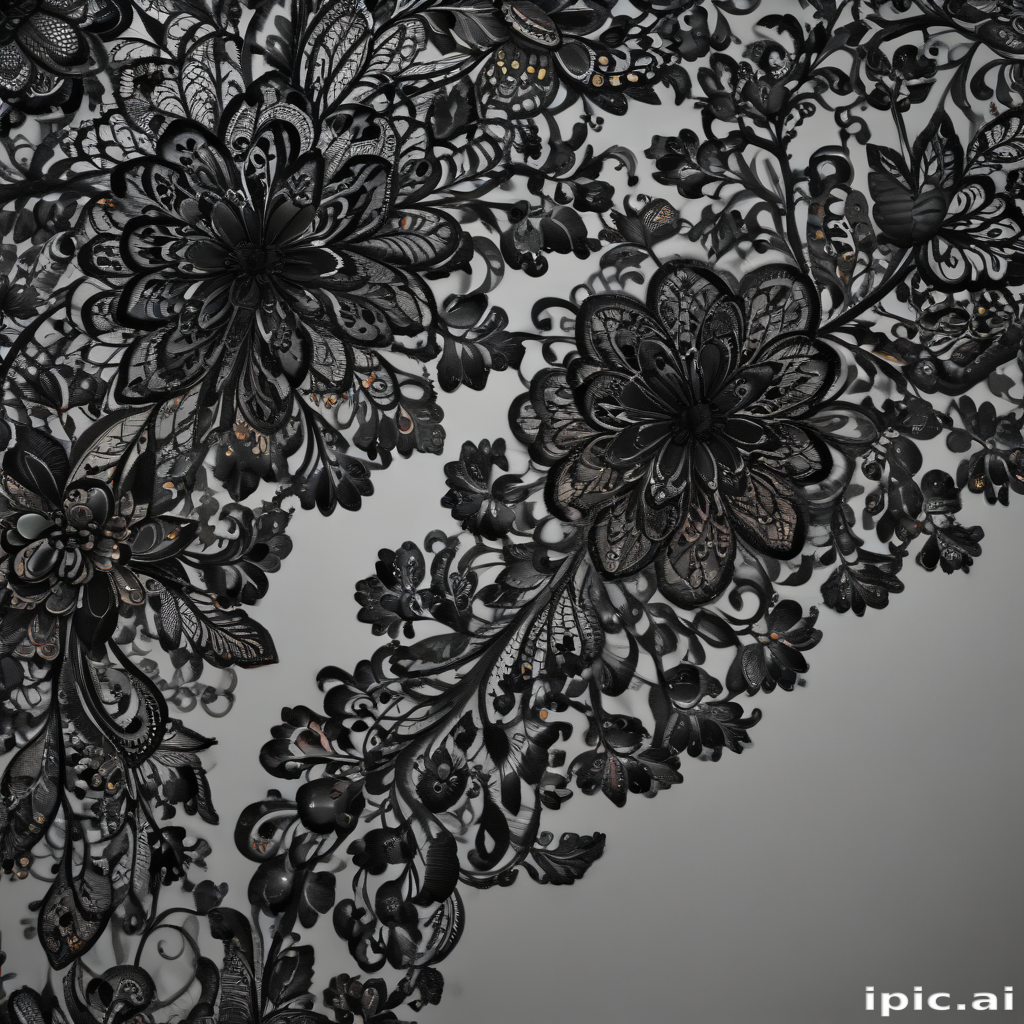 Intricate Floral Lace Design with Dark Patterns and Elegant Detailing