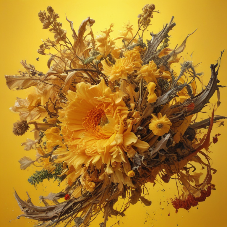 Vibrant Yellow Floral Explosion: Nature's Beauty Captured in Motion