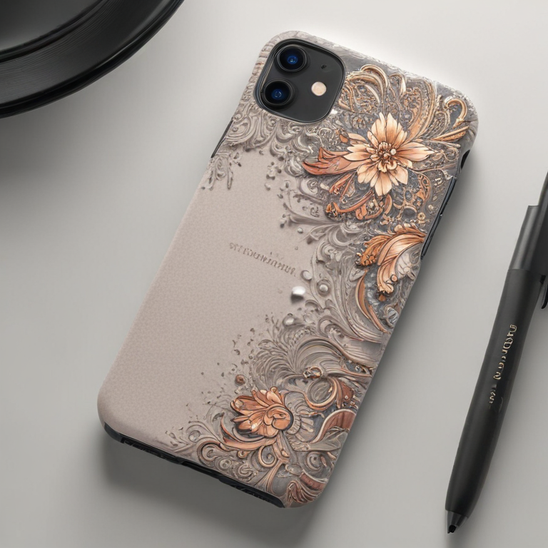 Elegant Floral Design Case for iPhone with Intricate Embellishments and ...