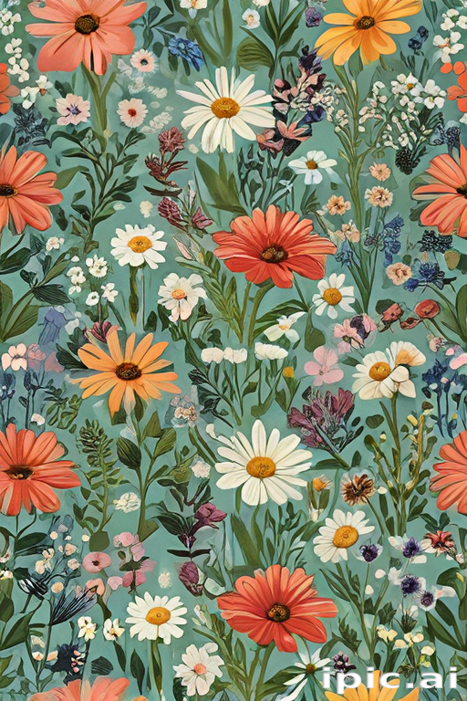 A Vibrant Floral Pattern Featuring Colorful Flowers on a Soft Background.