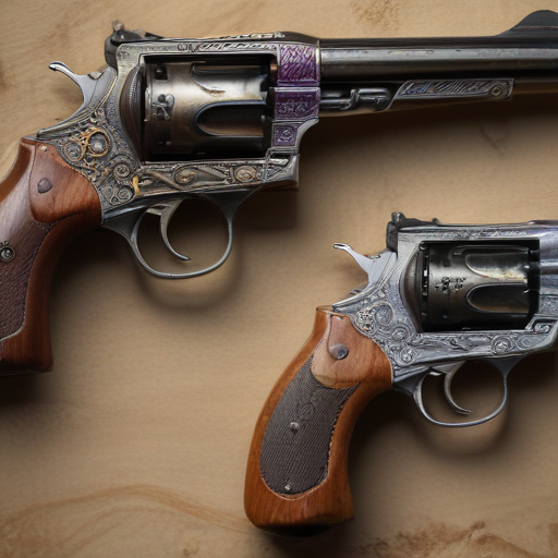 Intricate Design and Craftsmanship of Vintage Revolvers on Display