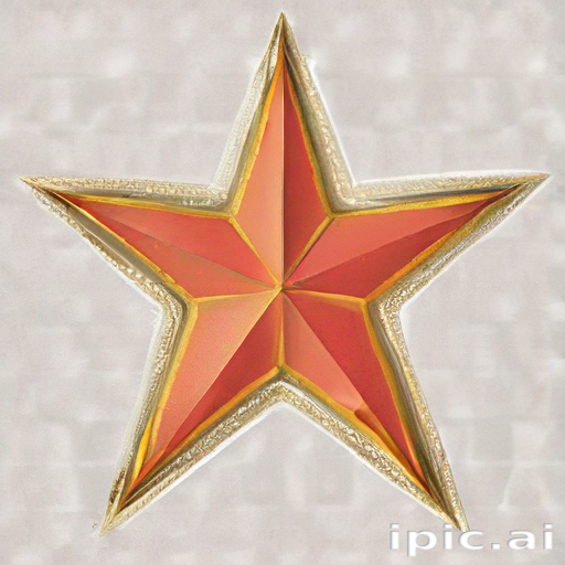 Bright Red Star with Golden Edges Against a Subtle Textured Background