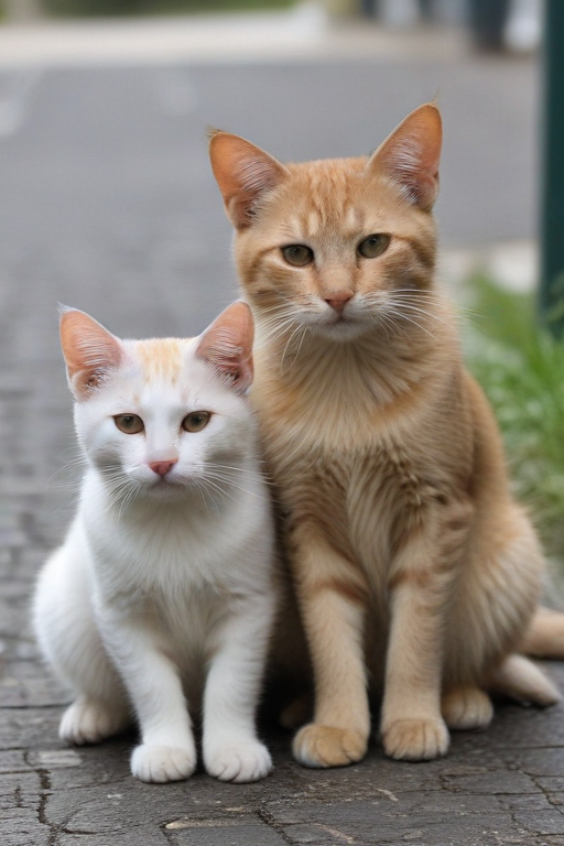 two stray crying cats
