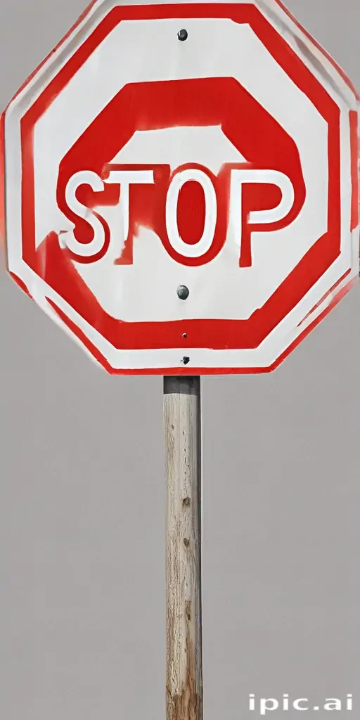 Weathered Stop Sign on a Wooden Post Against a Neutral Background
