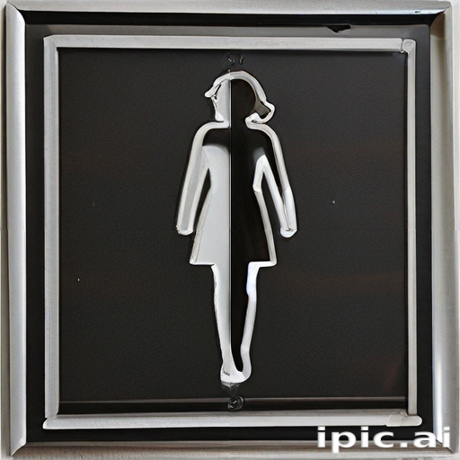 Stylized Silver Sign Indicating Women's Restroom with Elegant Design ...