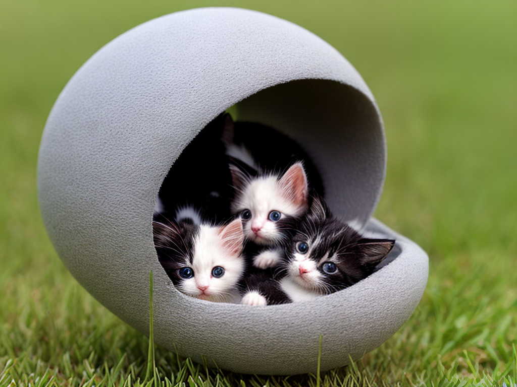Kittens hatching out of eggs