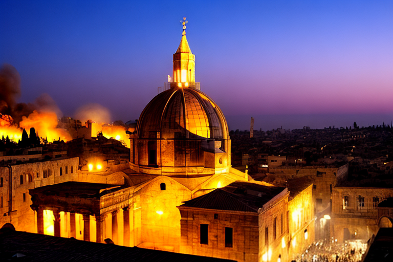 Burning of the Church of the Holy Sepulcher in Jerusalem