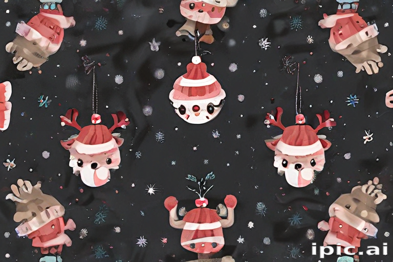 Festive Holiday Pattern Featuring Cute Characters in Santa Hats and ...