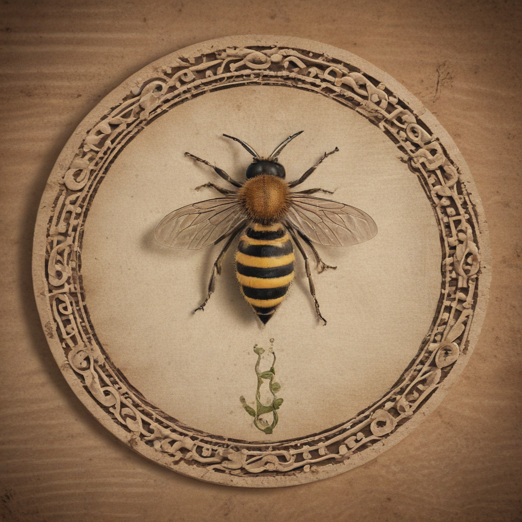 Tribal bee circled by a gecko