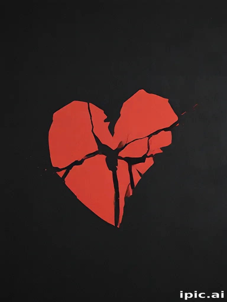 Fragmented Heart Symbolizing Emotional Pain and the Effects of Heartbreak