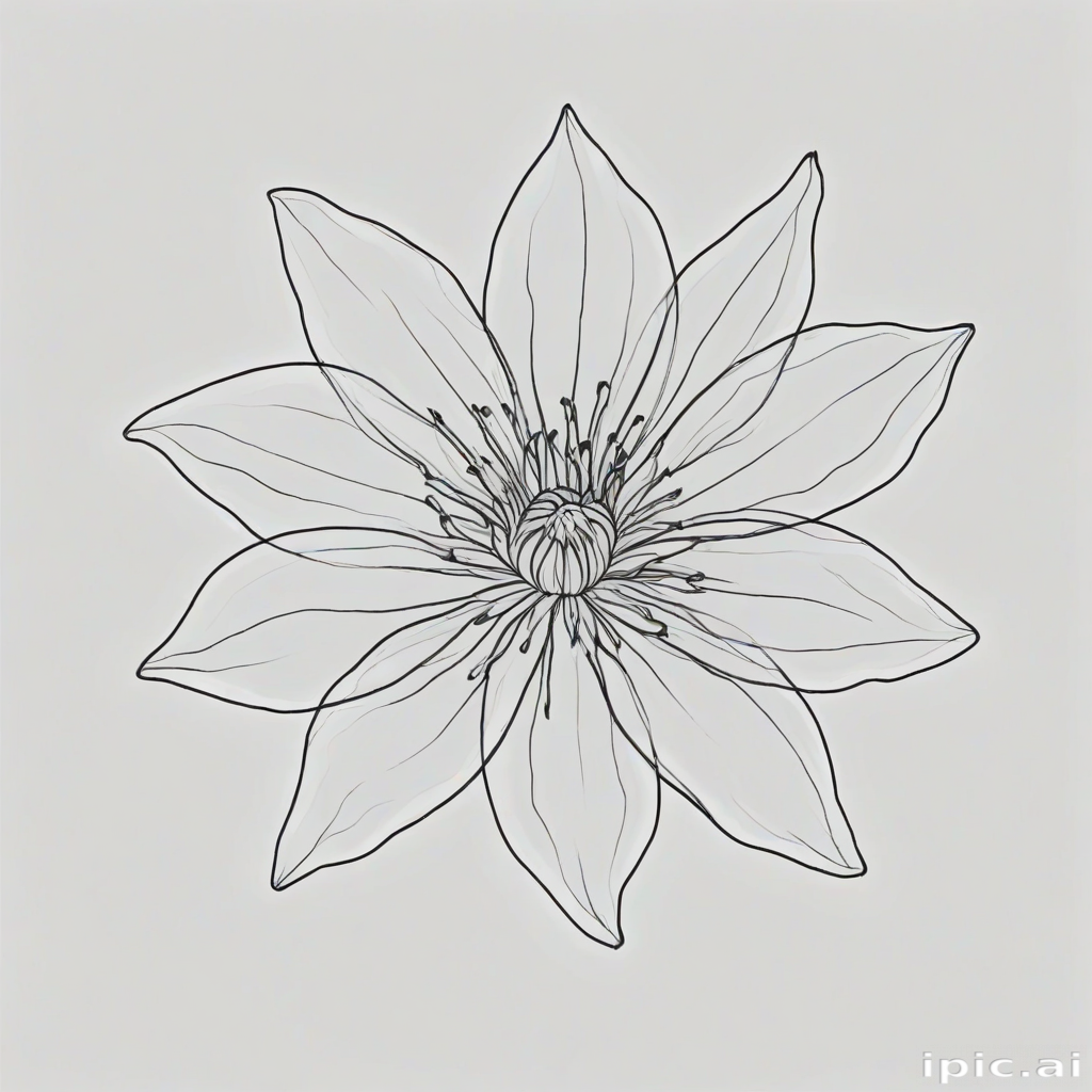 Intricate Outline of a Beautiful Flower with Delicate Petals and Center