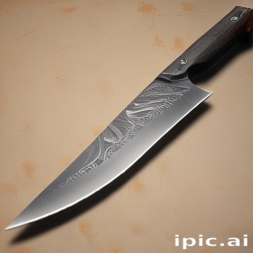 Intricately Designed Kitchen Knife with a Stunning Blade and Handle