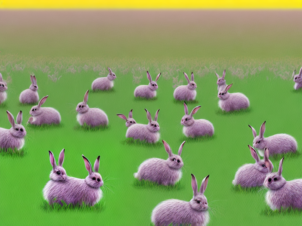 thousands of rabbit playing in psychedelic style
