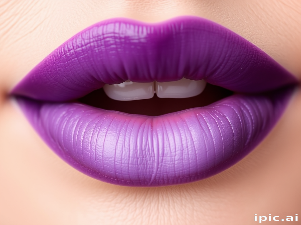 Vibrant Purple Lips with Glossy Finish Showcasing Bold Makeup Style