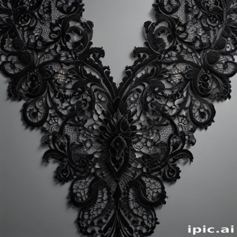Intricate Black Lace Design Featuring Floral Patterns and Elaborate Details