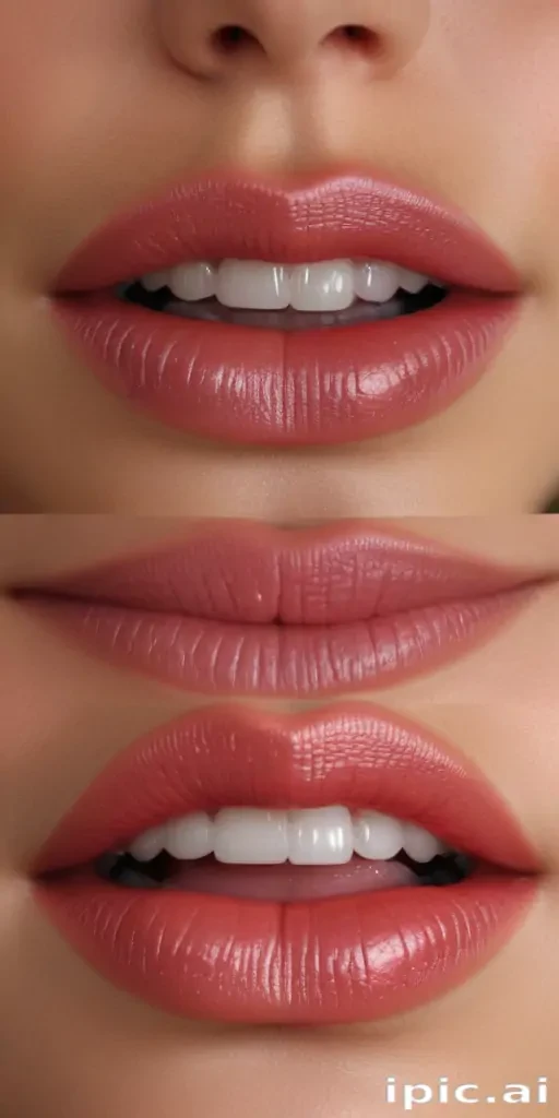 Close-Up of Beautifully Glossy Lips with Subtle Color and Shine