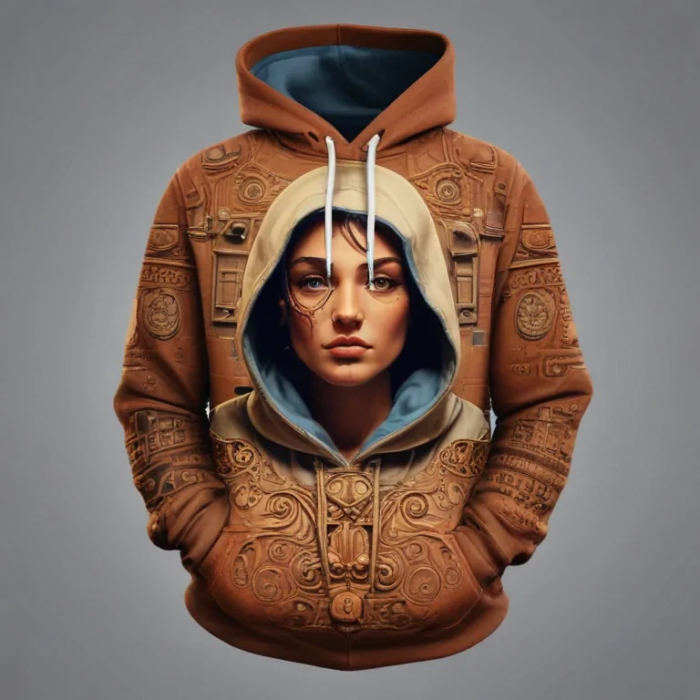 Unique Hoodie Design Featuring a Realistic Portrait with Intricate Patterns