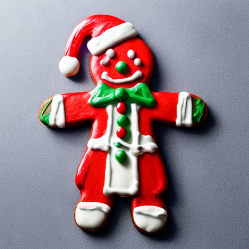 Hyper realistic ginger bread man with a candy cane as a sword