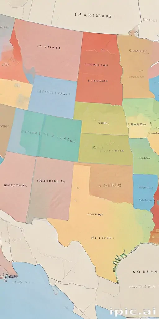 Colorful Map Illustrating the Diverse Regions of the Southwestern ...