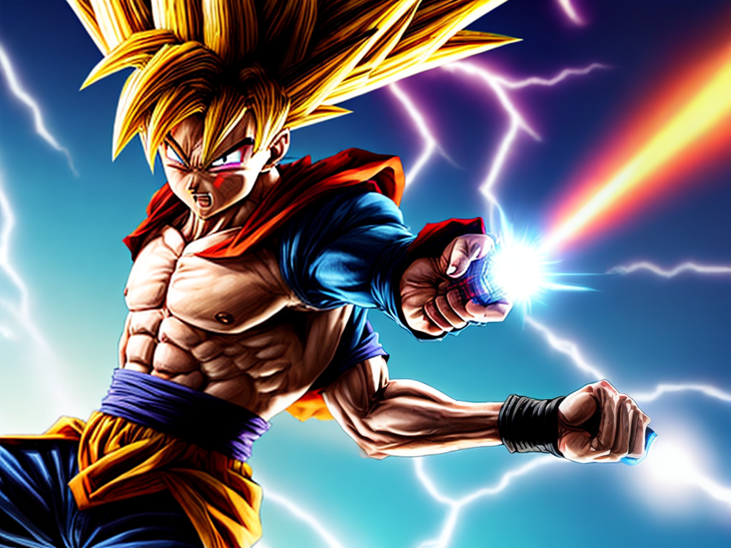 Goku throwing Kamehameha