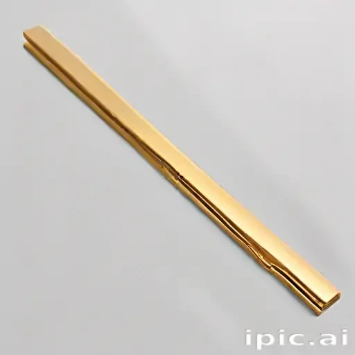 Shiny Golden Stick Laid Flat Against a Light Gray Background.