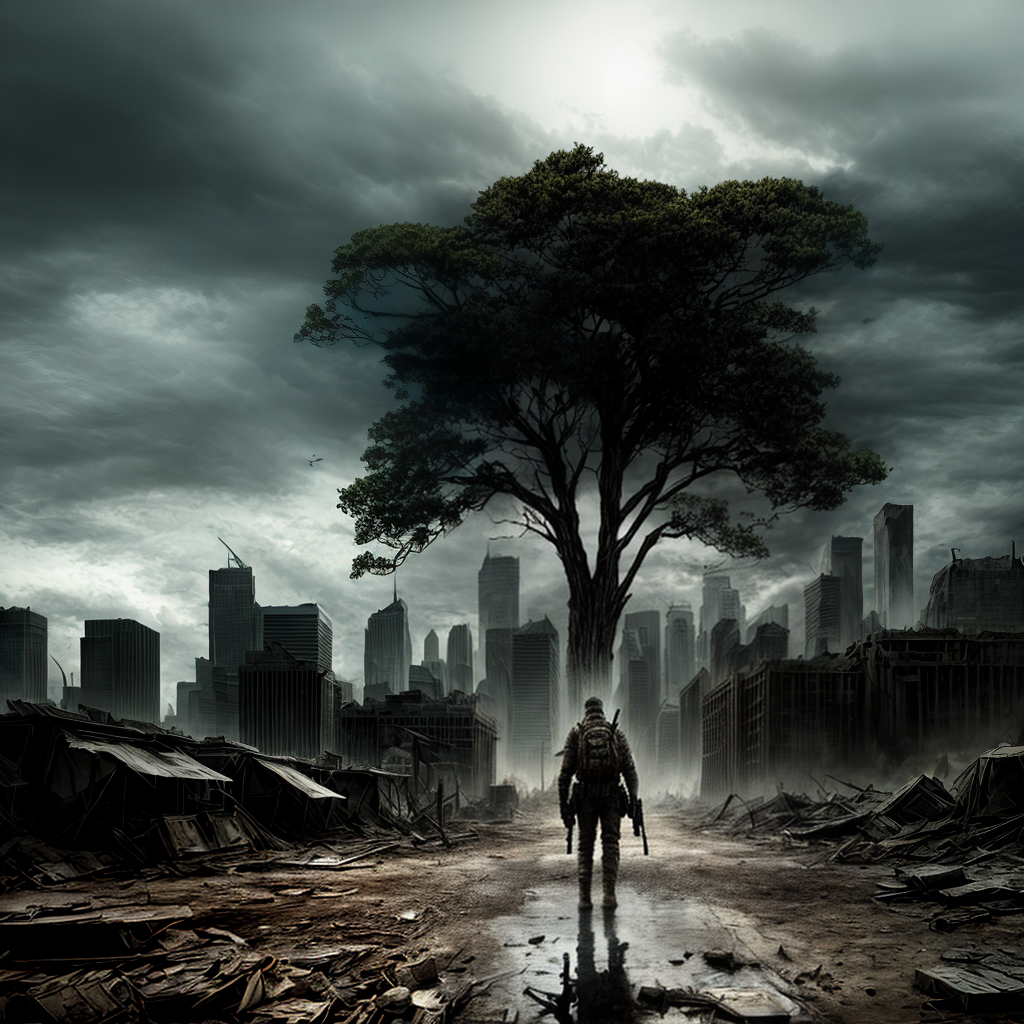 epic dangerous post-apocalyptic world art poster
