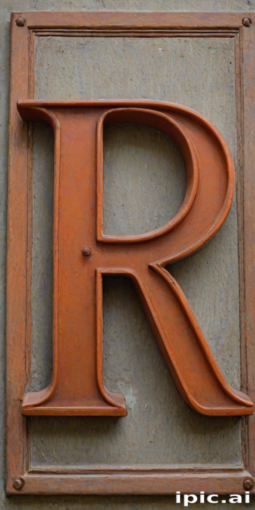 A Large Decorative Letter R Set Against a Textured Background.
