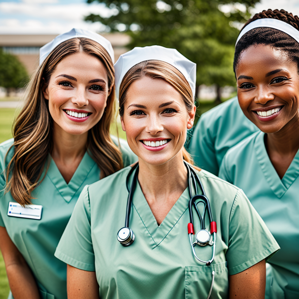 HI-RES PHOTO OF NURSES OUTSIDE smiling