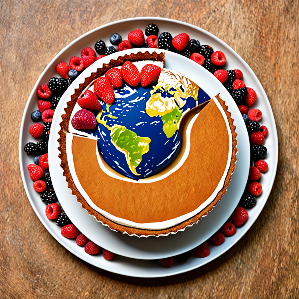 world illustration half world and half dessert