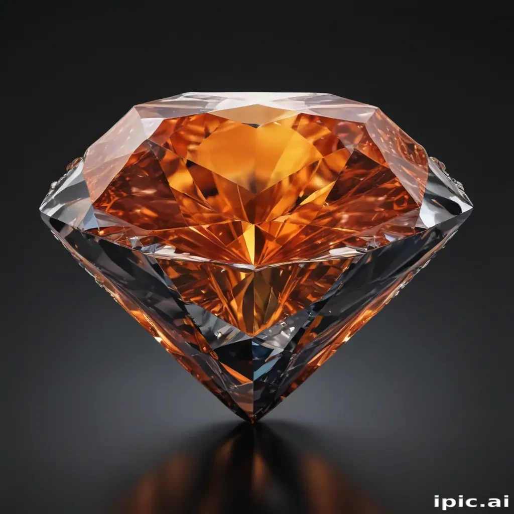 A Stunningly Cut Orange Diamond Sparkling Against a Dark Background