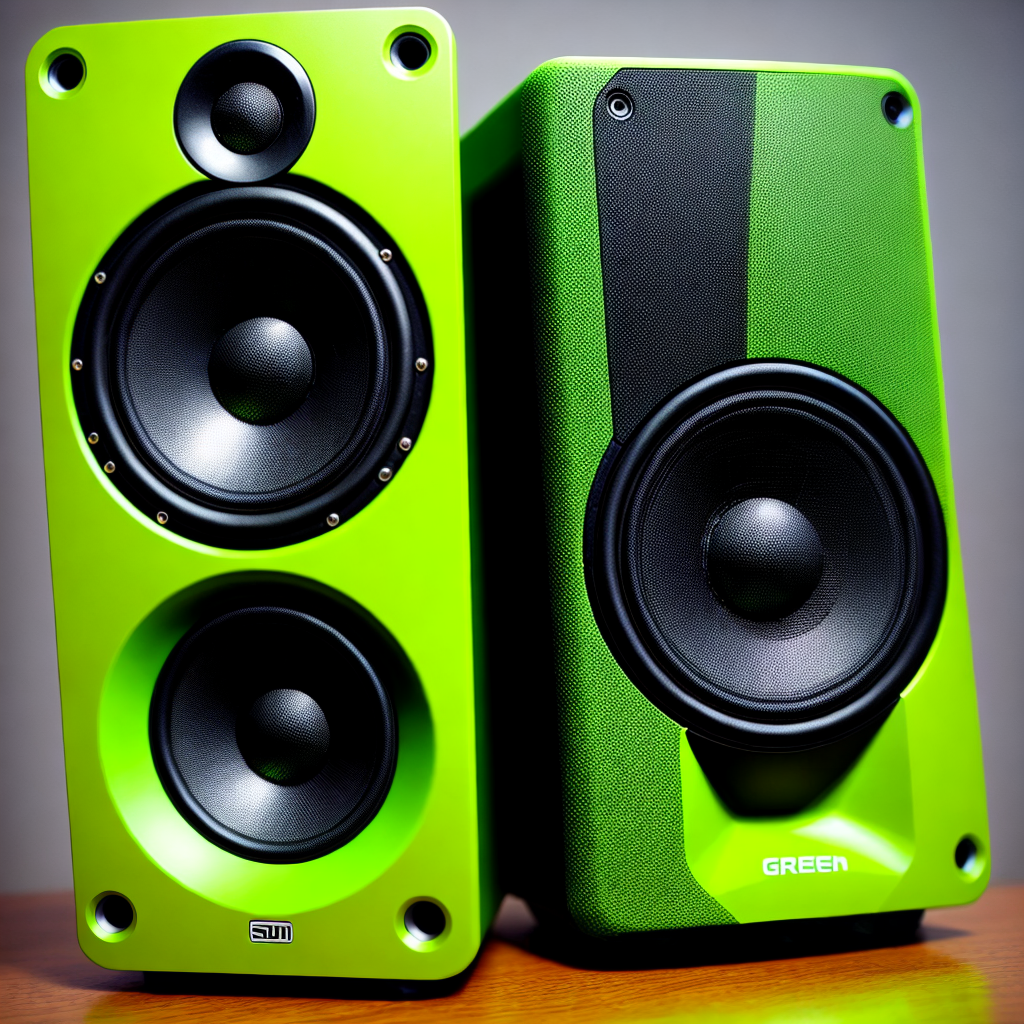 sound speakers, green color.