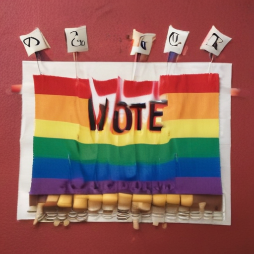 The word VOTE with the rainbow flag