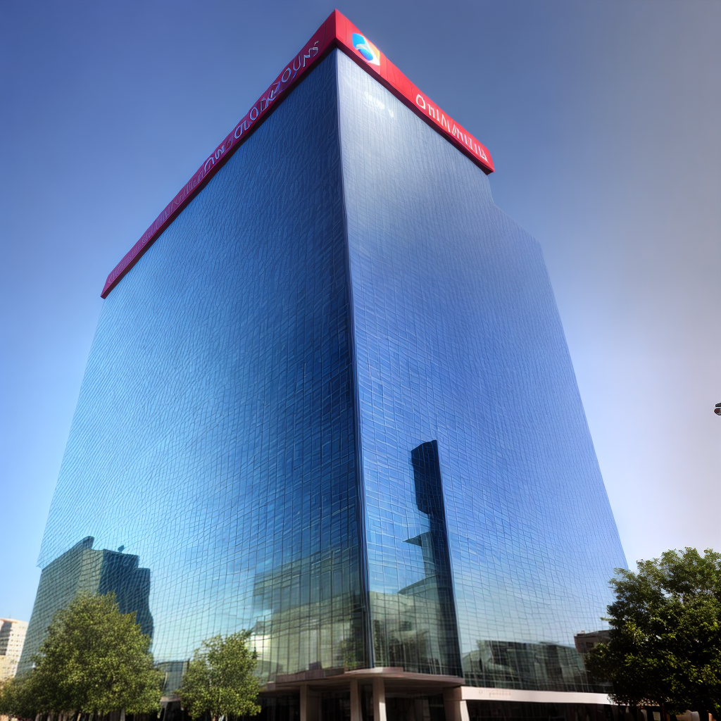 an office building with windows and the logo aquarius