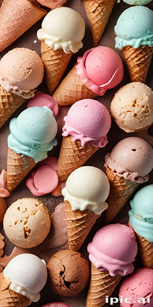 A Colorful Array of Delicious Ice Cream Cones in Various Flavors