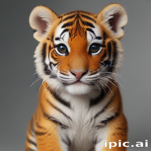 Adorable Young Tiger with Striking Features and Bright Blue Eyes