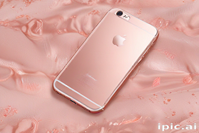 Stylish Rose Gold iPhone Elegantly Displayed on Soft Pink Silk Background