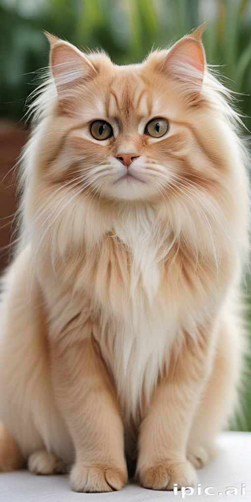 A Majestic Long-Haired Ginger Cat Sitting Gracefully in Nature.