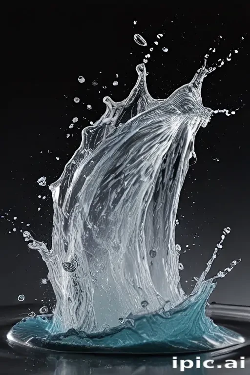 Dynamic Splash of Water Creating Beautiful Patterns Against a Dark ...