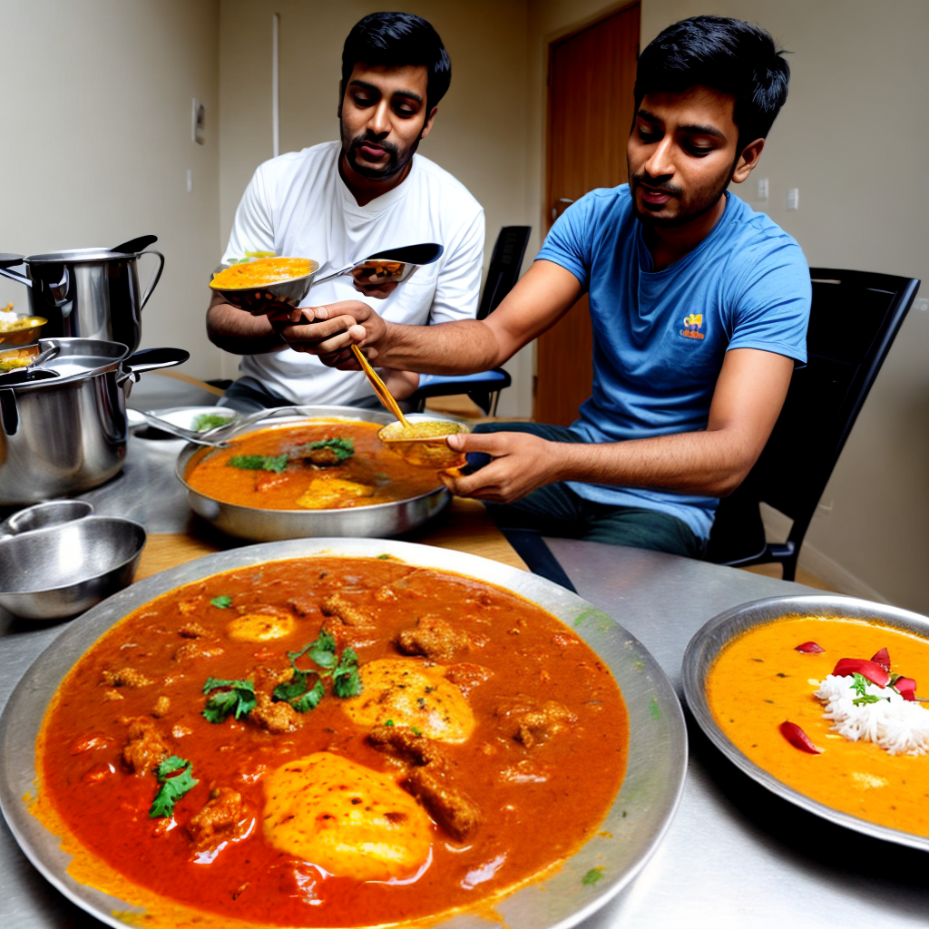 Samarth eating curry