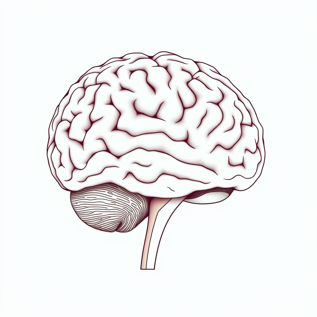 Generate a detailed anatomical illustration of a human brain, showing ...