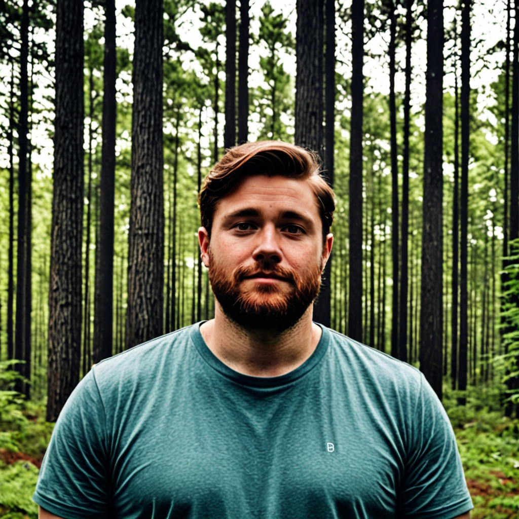Daniel Millhouse standing in front of a forest