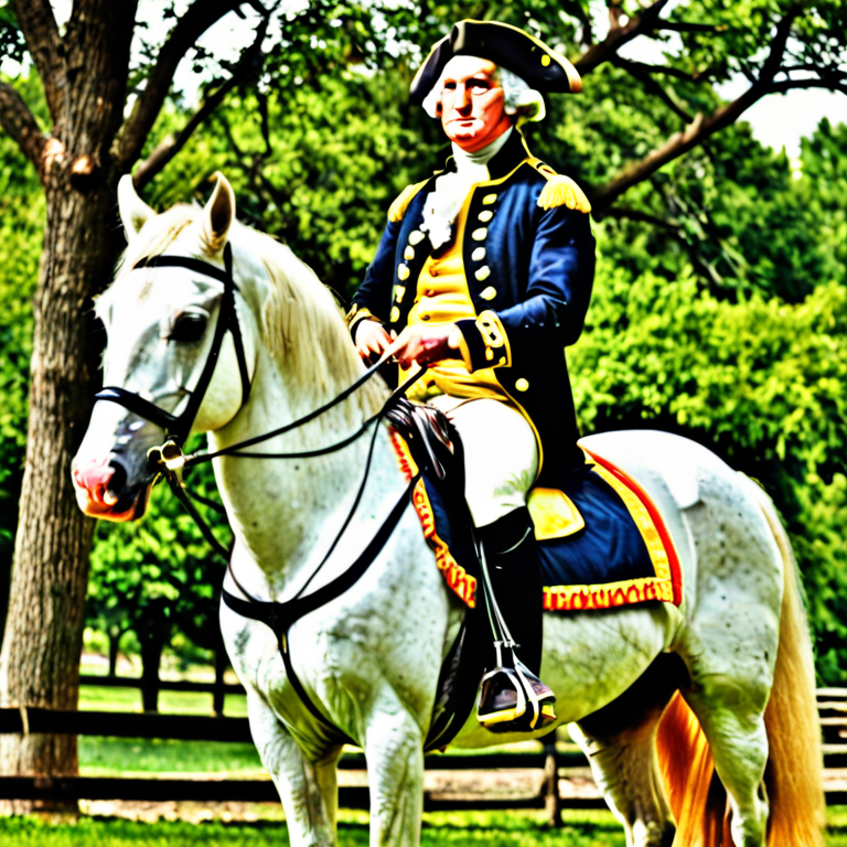 george washington on horse eating cheeseburger