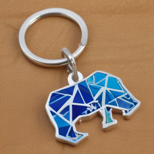 make a two dimensional silver flat keychain with the side view of a ...