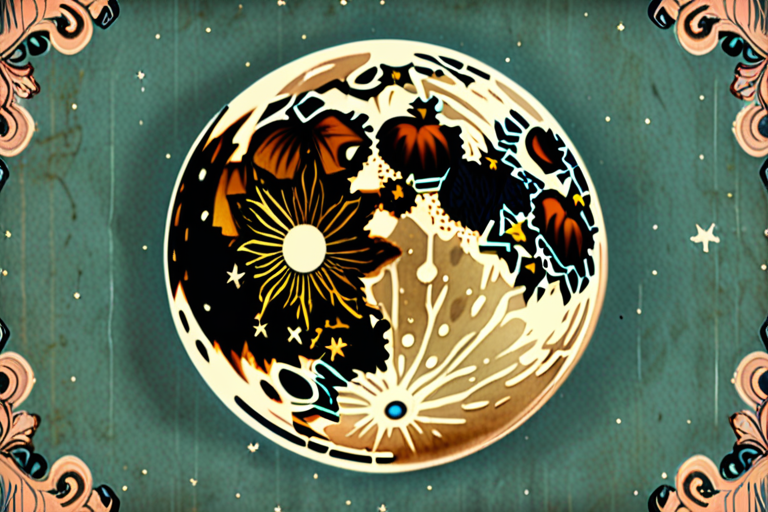 Whimsical Celestial Illustration Featuring a Vibrant, Artistic Moon Design