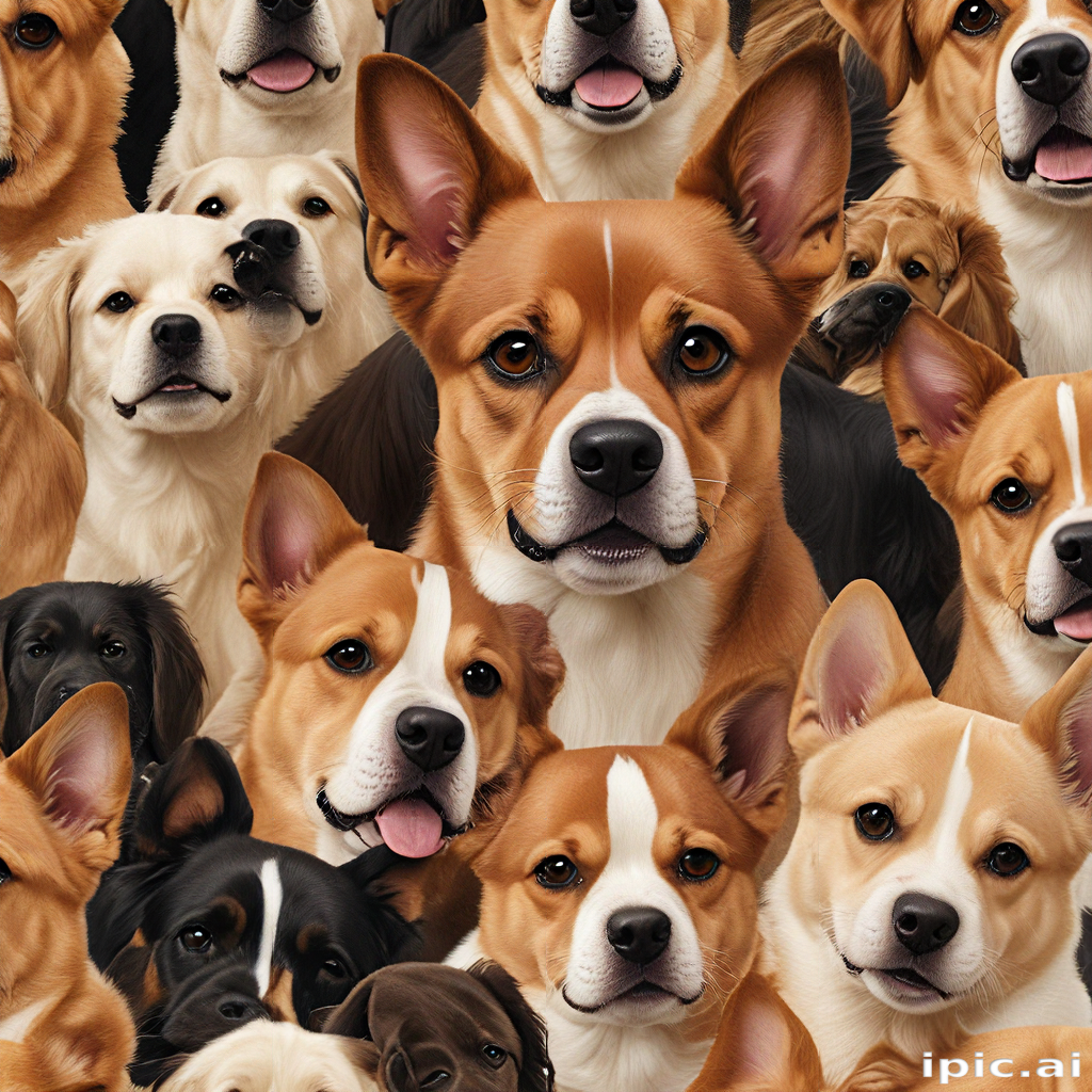 A Playful Gathering of Adorable Dogs in a Colorful Canine Collage.