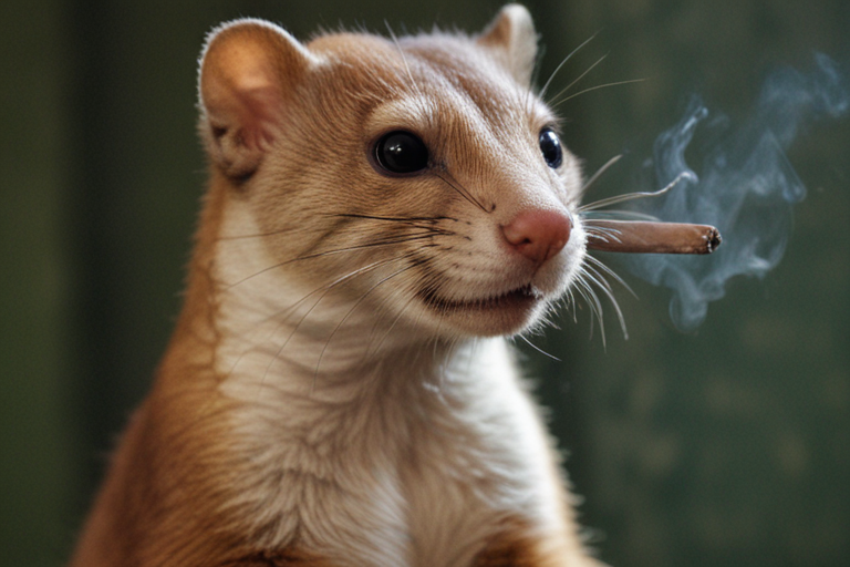 Weasel smoking a cigar