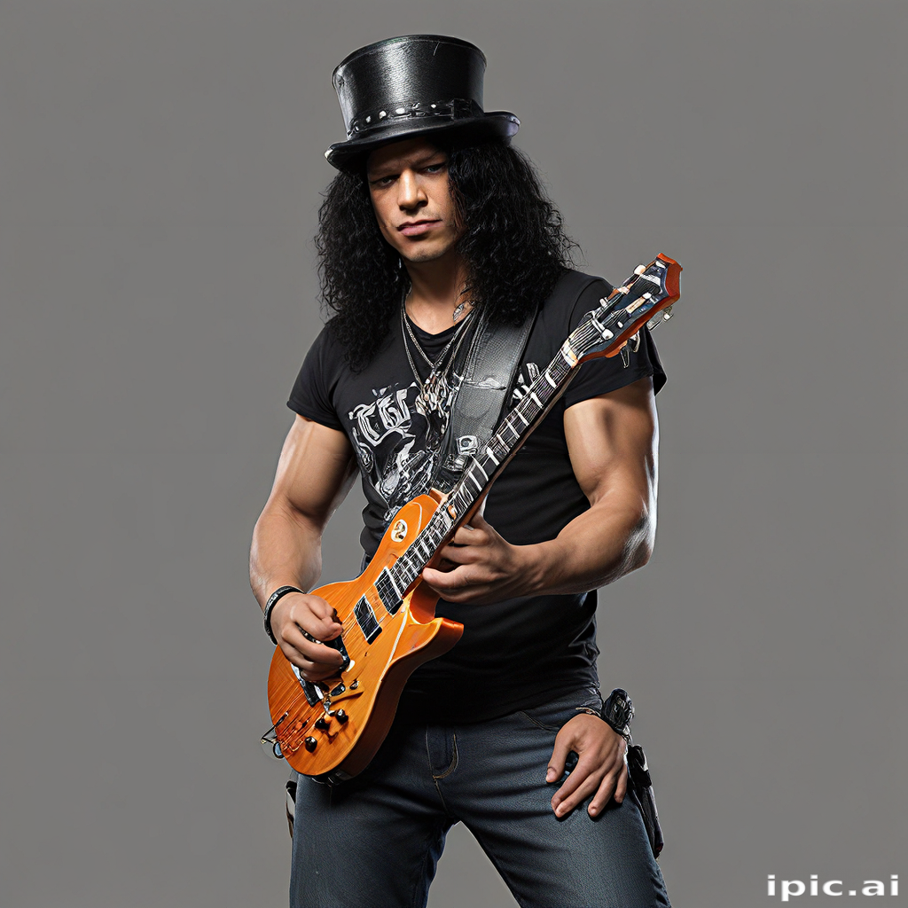 Rock Guitarist in a Top Hat Showcasing Powerful Stage Presence and Passion