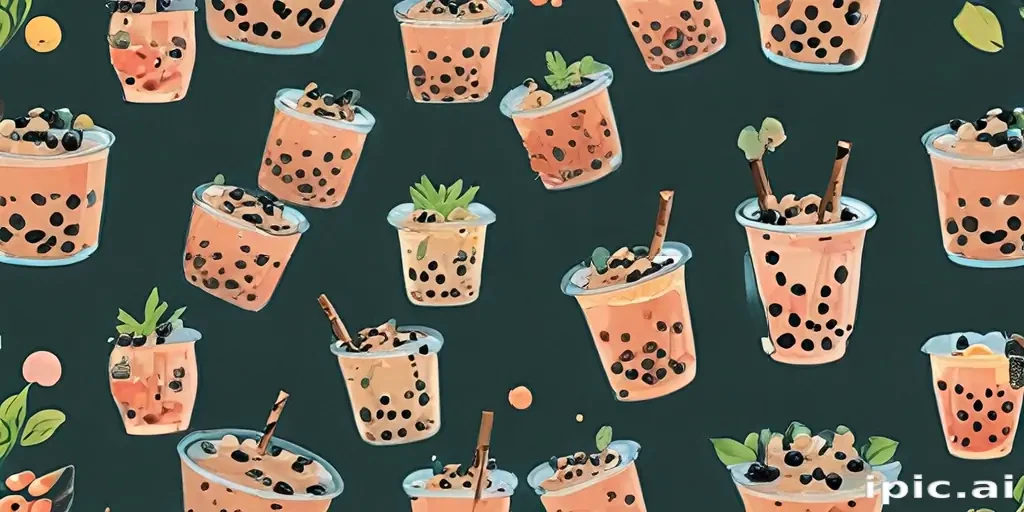 Delicious Assortment of Colorful Bubble Tea Cups Against a Dark Background