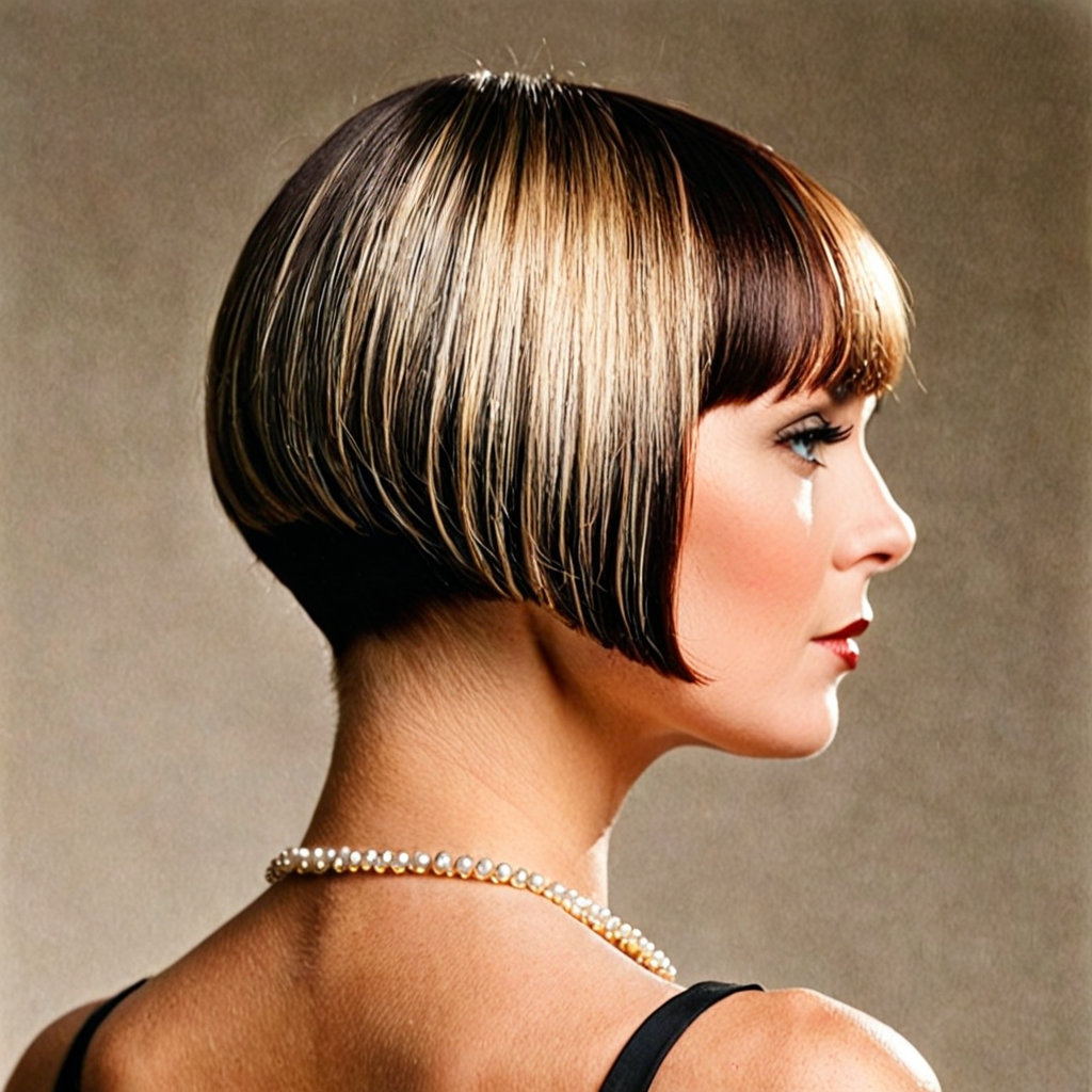 louise brooks bob haircut with buzzed nape from the back
