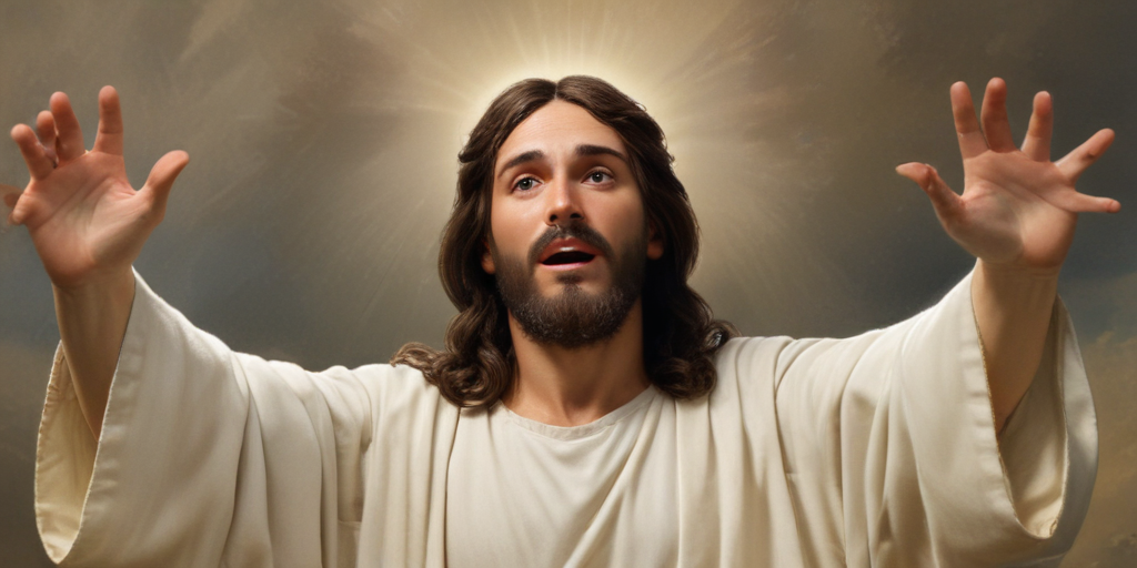 Jesus Christ, after his resurrection, instructing his disciples, arms ...